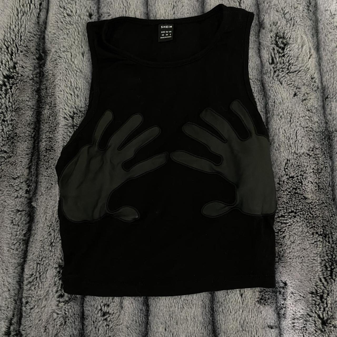 Handprint Graphic Crop top Size XS perfect... - Depop