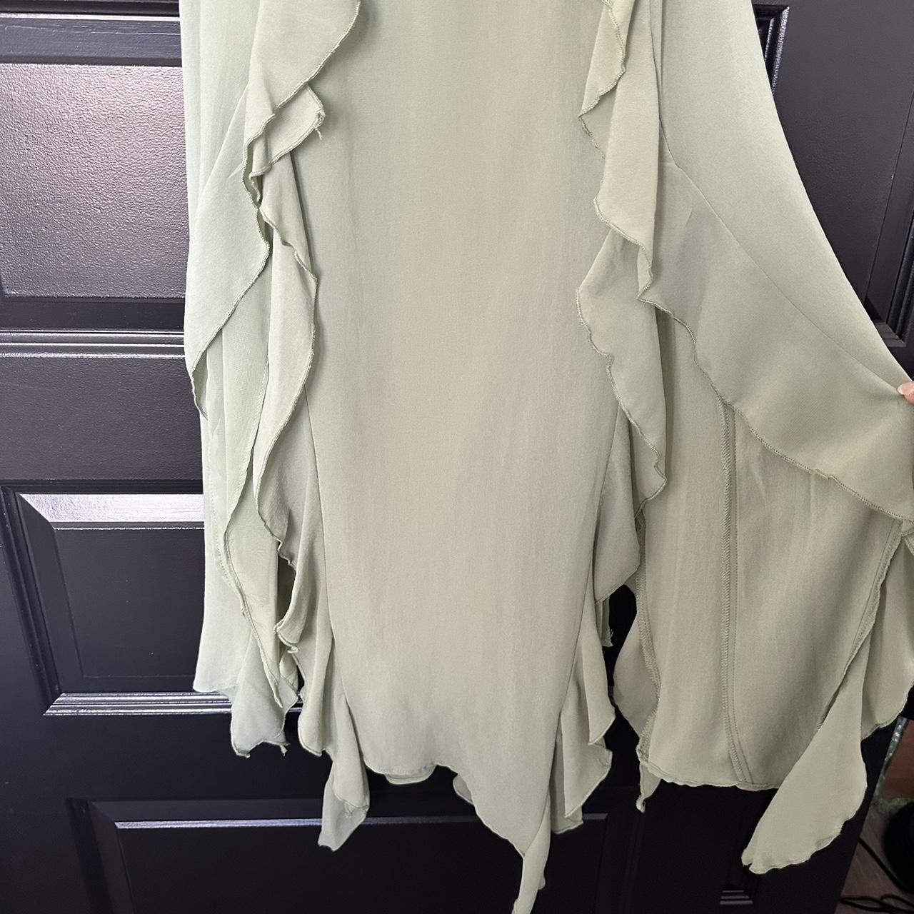 Zara midi flowy dress 2 slits in front Sage green... - Depop