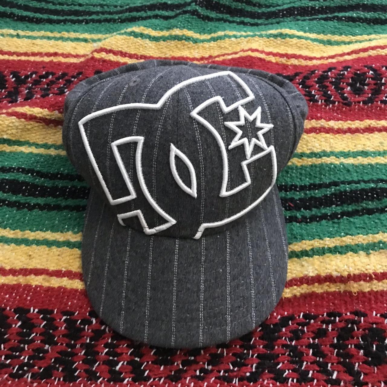 DC shoe company Y2K grey and white pinstripe hat... - Depop