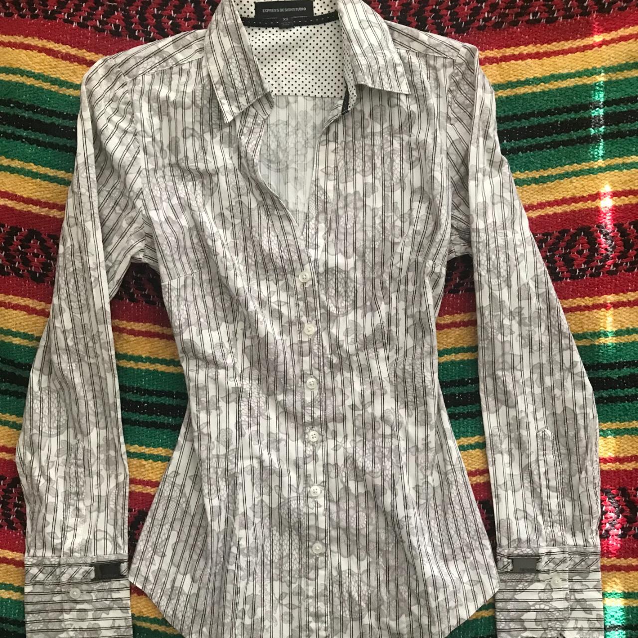 Pinstripe, flower designed, Office Siren styled... | Depop