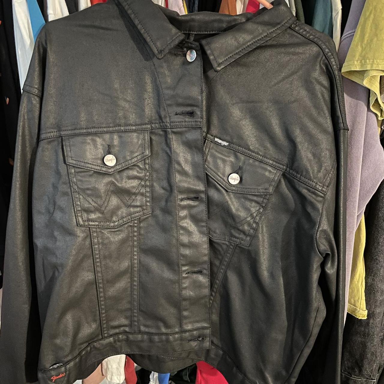 Fender x Wrangler black denim fringe jacket. Women’s... - Depop