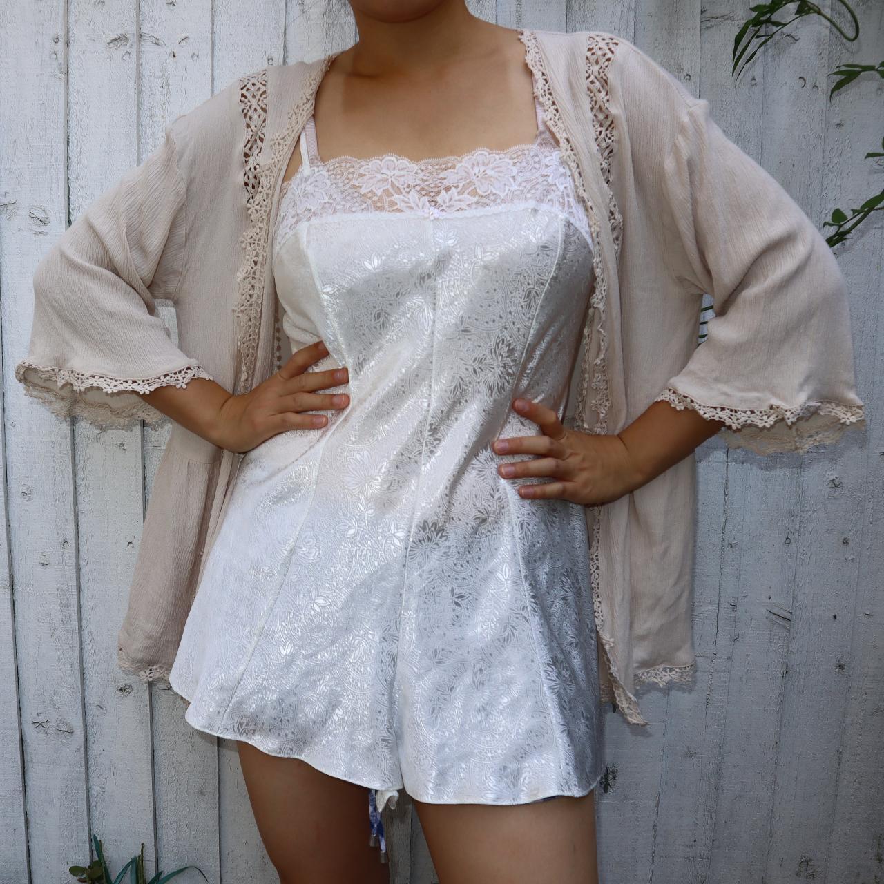 Lush vintage beige crochet trim floaty cardigan,... - Depop