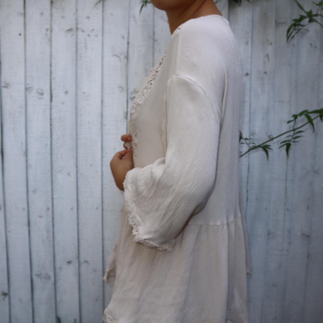 Lush vintage beige crochet trim floaty cardigan,... - Depop