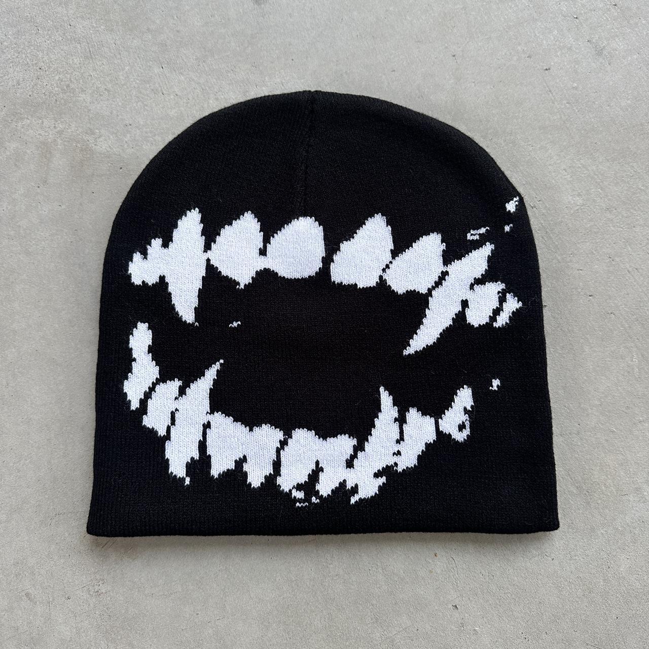 y2k black and white vampire teeth bite mark playboi... - Depop