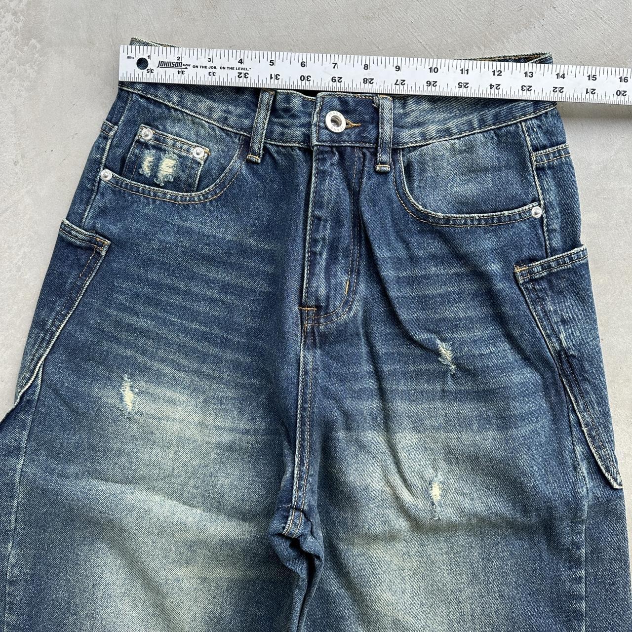 vintage y2k blue faded custom baggy wide leg denim... | Depop