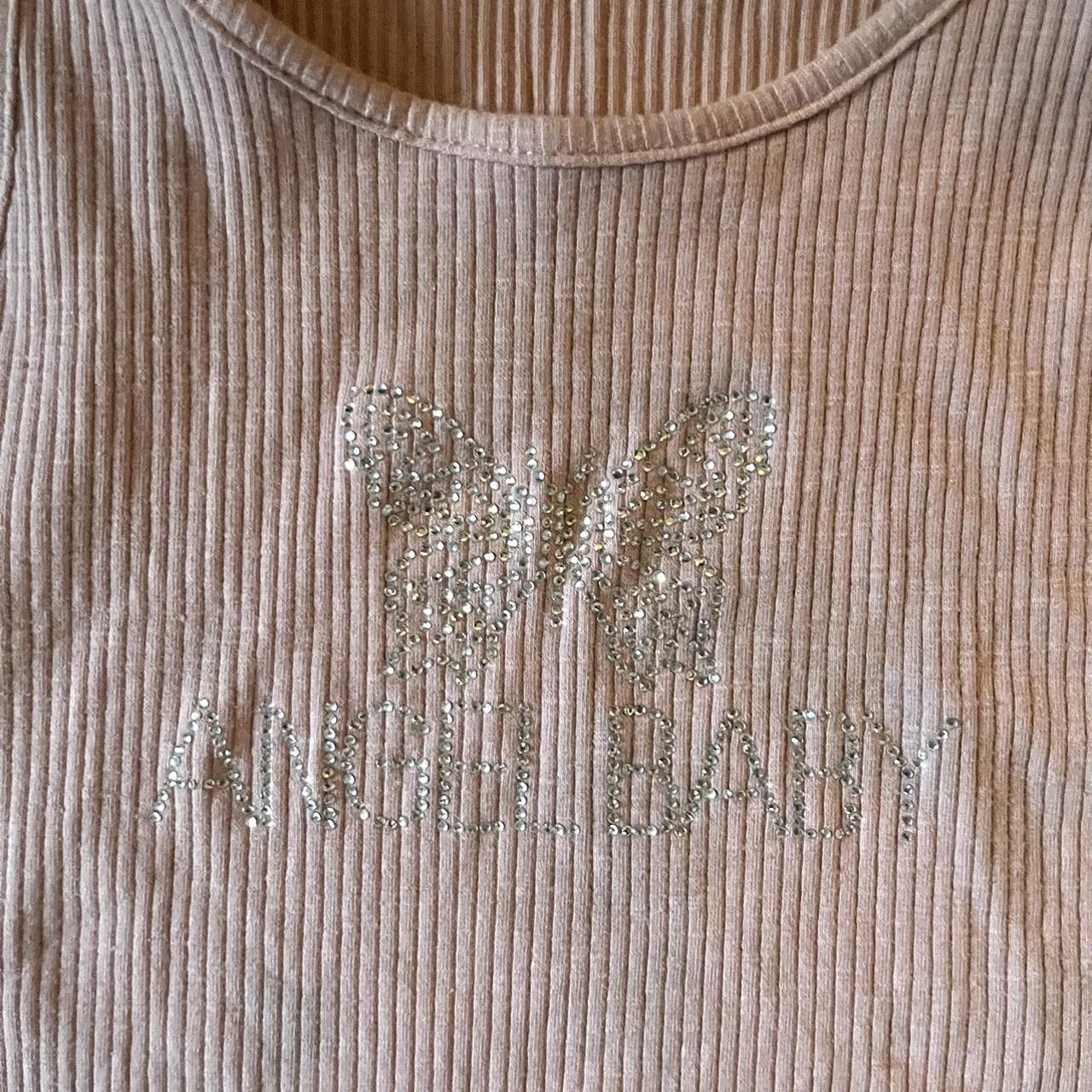 🩰 bedazzled angel baby pink crop top /ᐢ ᐢ\ ♡ ... - Depop