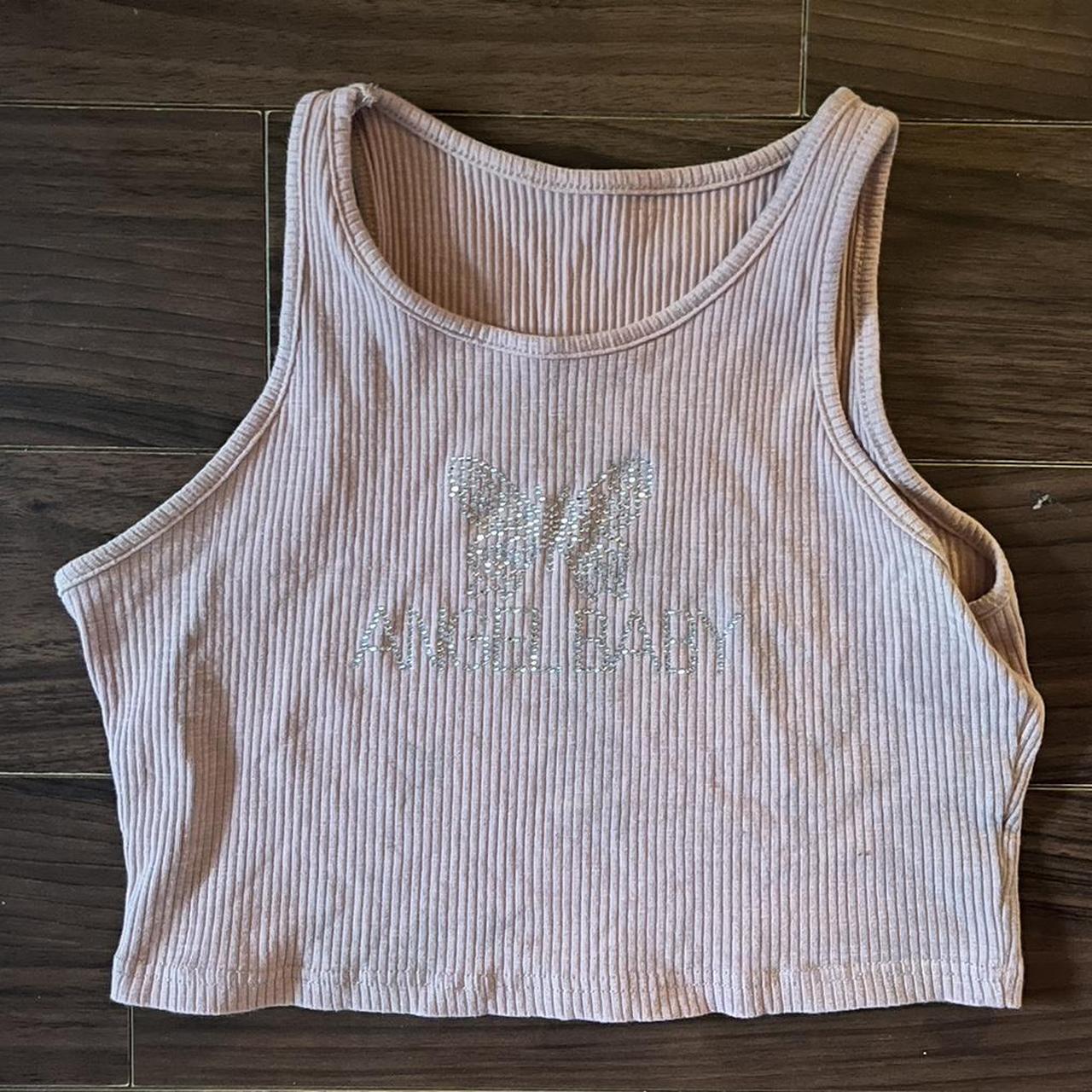 🩰 bedazzled angel baby pink crop top /ᐢ ᐢ\ ♡ ... - Depop
