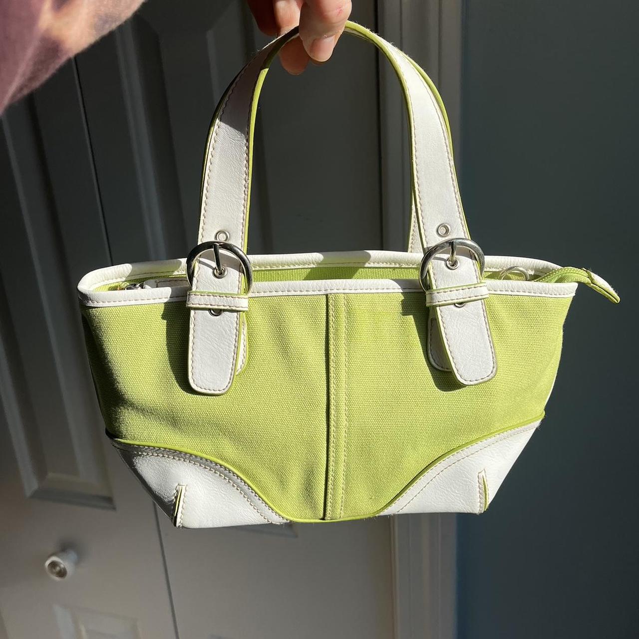 Cute little lime green purse with buckles In great... - Depop