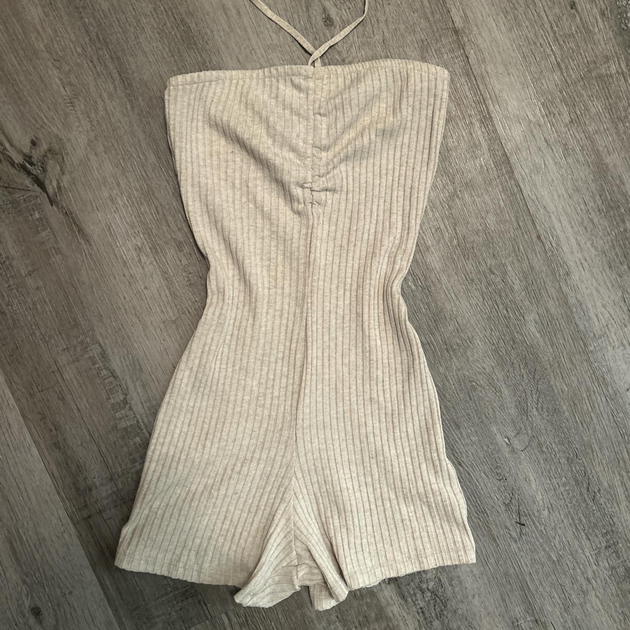 Zara ribbed romper can be worn as strapless or a... - Depop