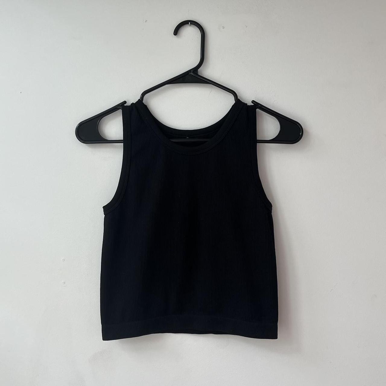 black ribbed crop tank top. size small/medium. only... - Depop