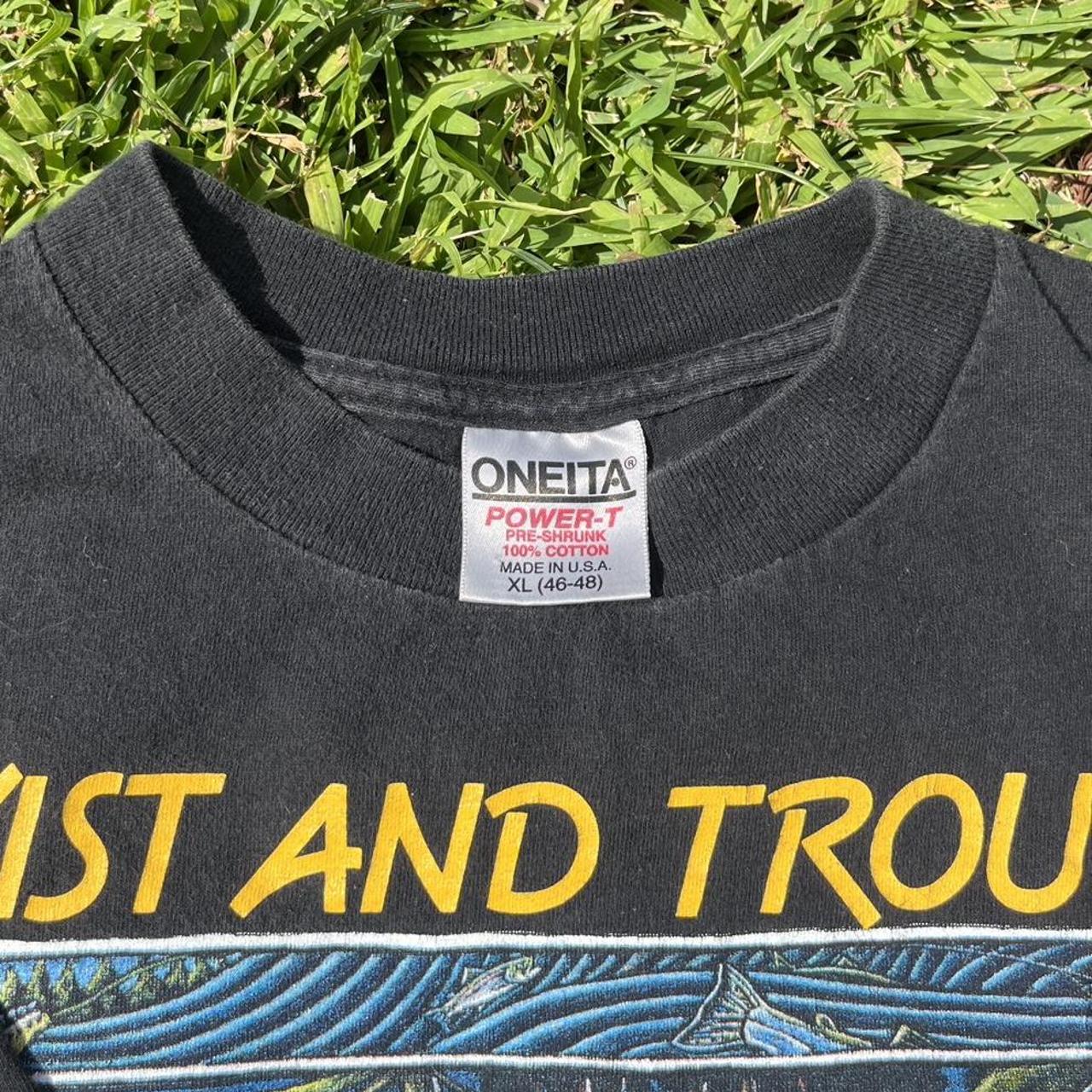 1992 ONEITA SINGLE STITCH RAY TROLL TWIST AND TROUT!... - Depop