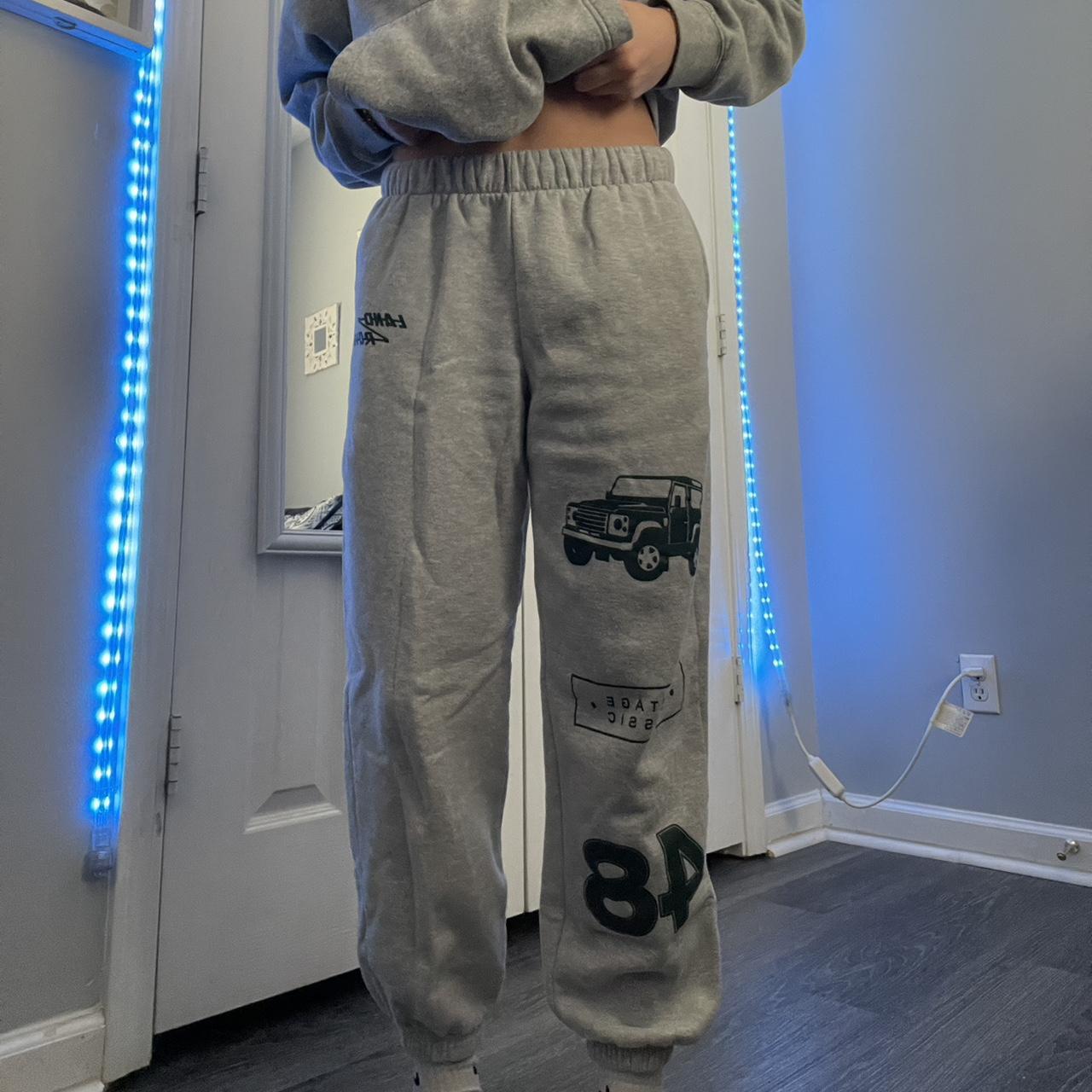 Grey Land Rover sweatpants from PacSun - Depop