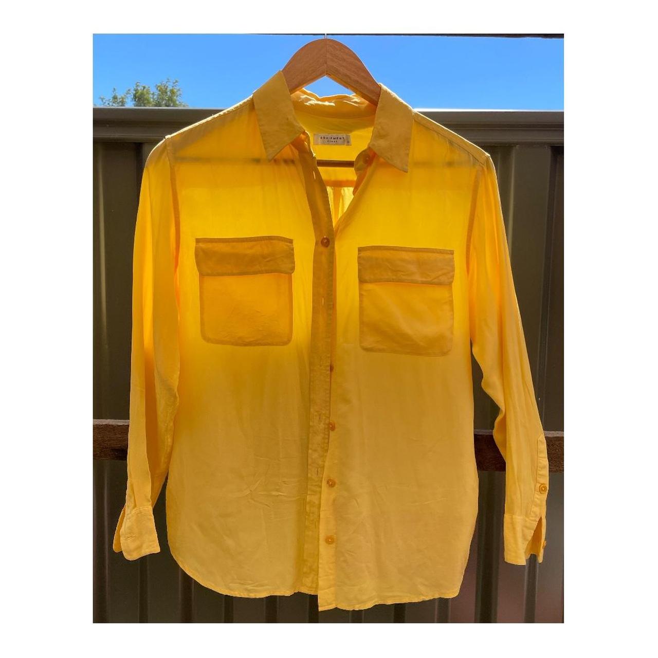 Gorgeous bright yellow silk Equipment shirt Size XS... - Depop