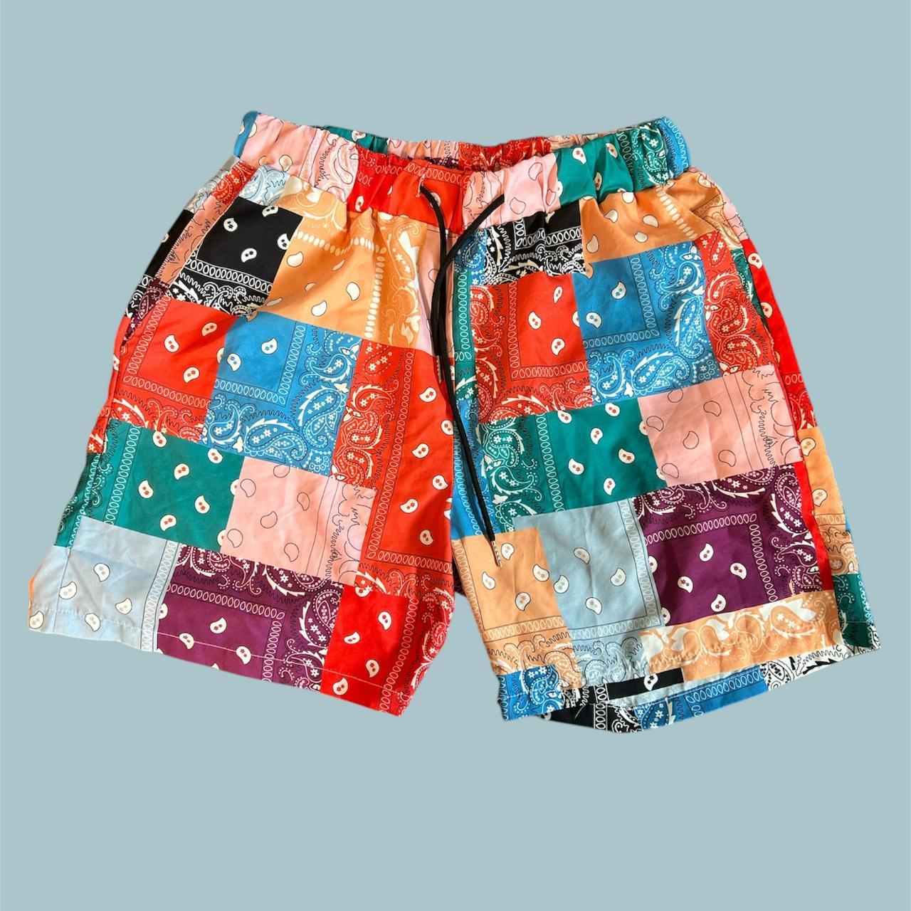 Bandana Print Swim Trunks (No-Liner) | Depop