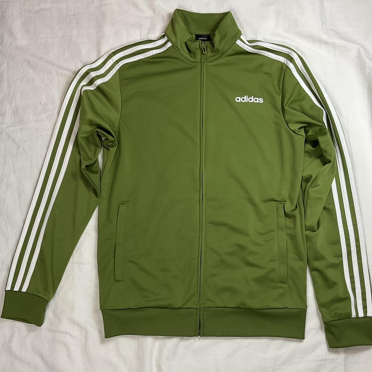 Olive green Adidas track jacket - Depop