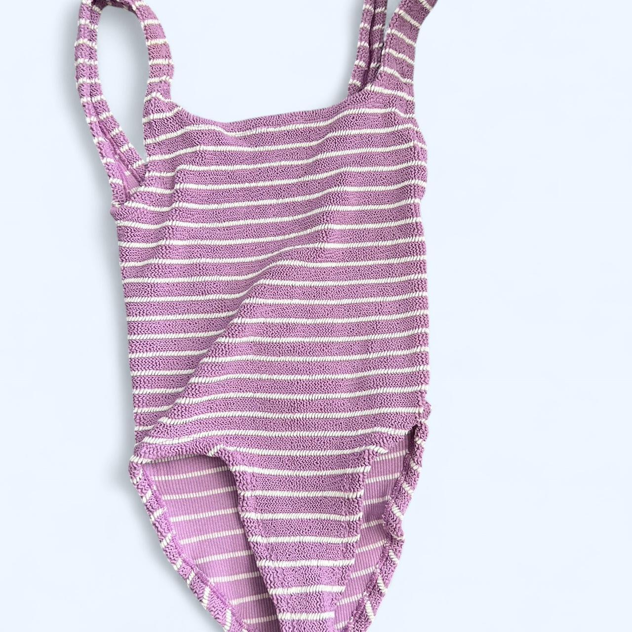 Hunza g one piece! Lilac and white striped. Brand... | Depop