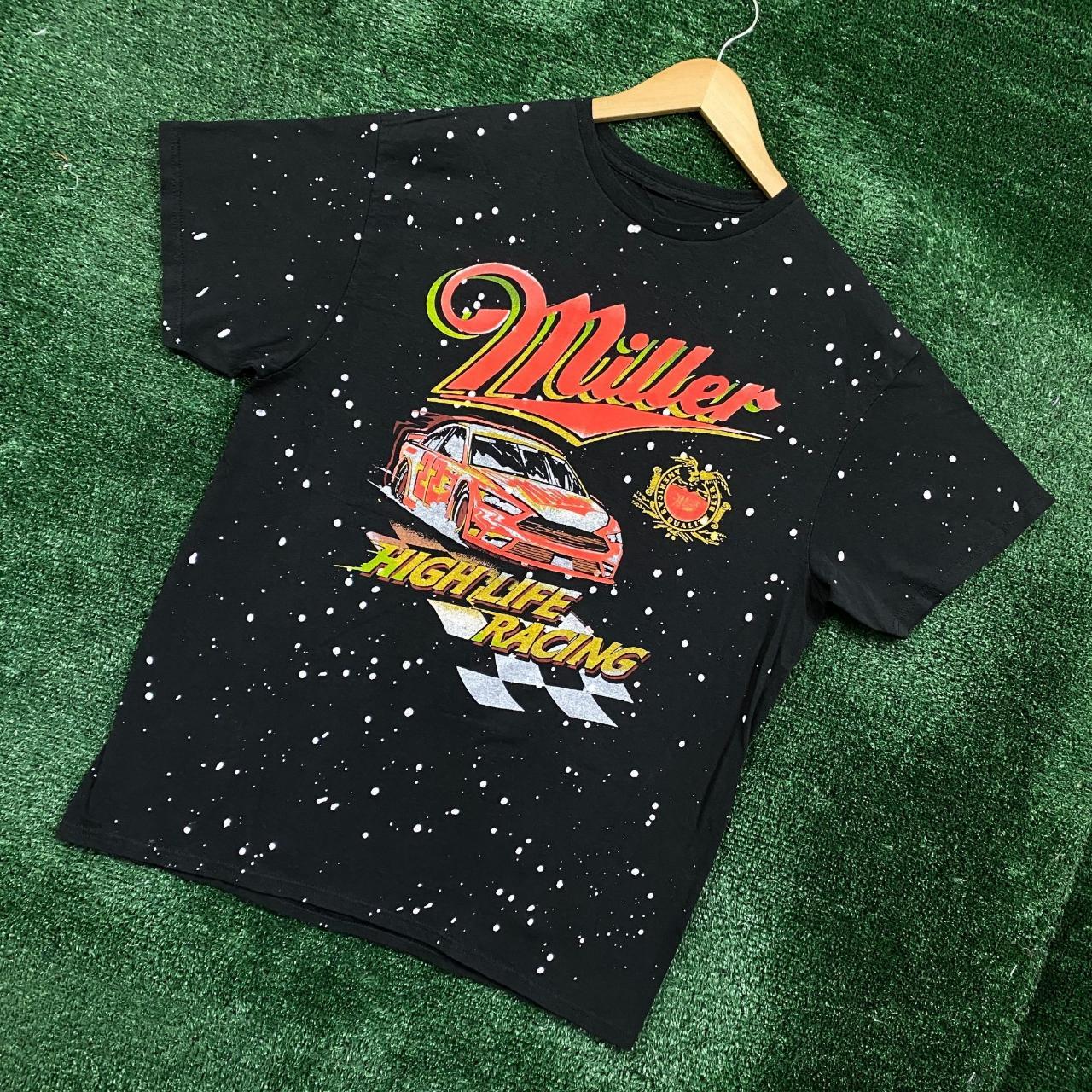 Miller High Life Racing bleach dye Tshirt size large... - Depop