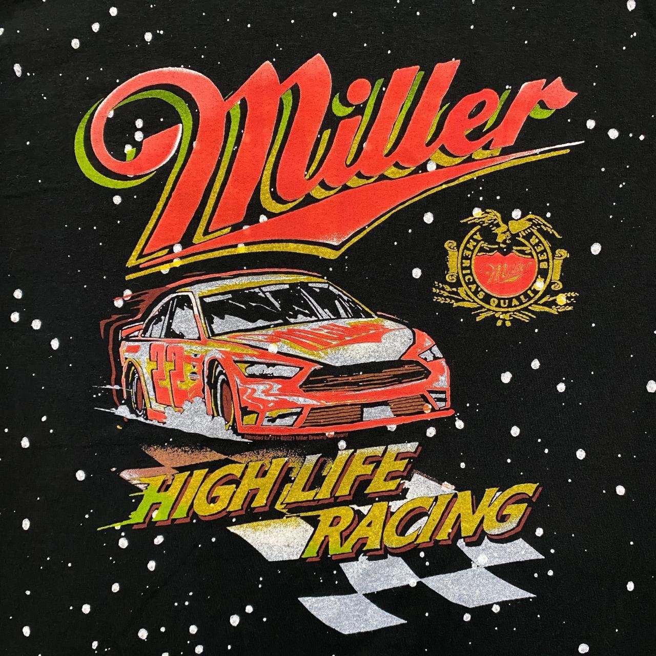 Miller High Life Racing bleach dye Tshirt size large... - Depop