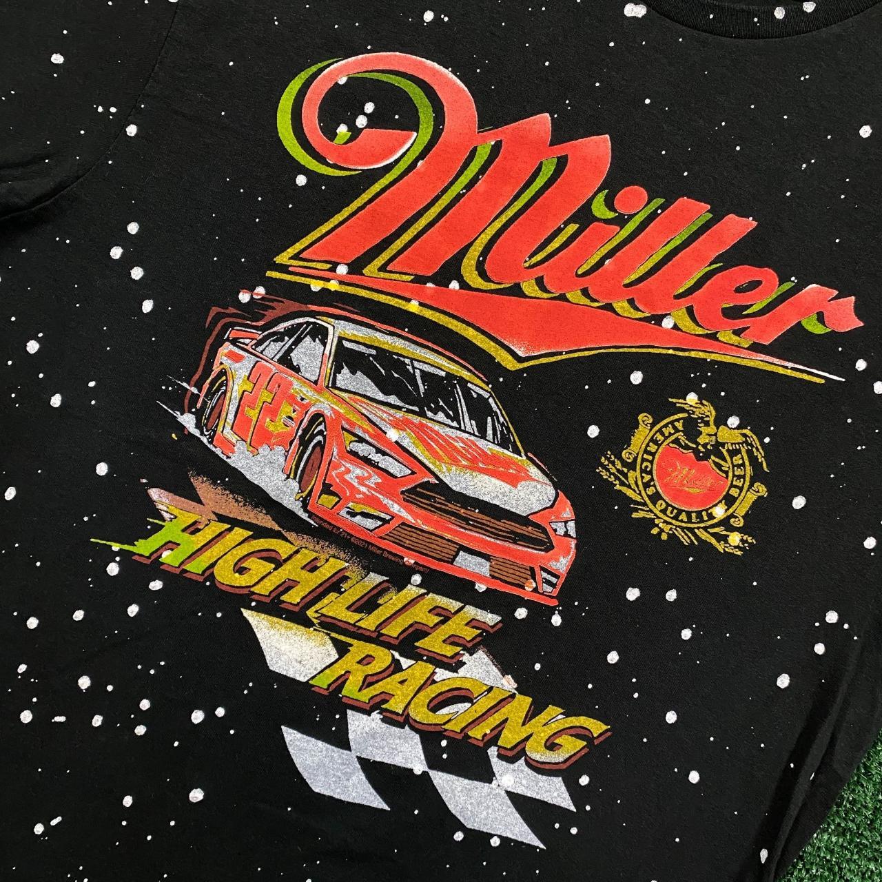 Miller High Life Racing bleach dye Tshirt size large... - Depop