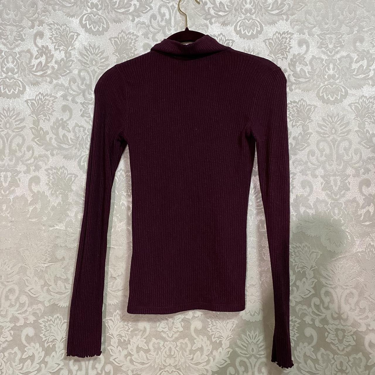 Abercrombie burgundy long sleeve mock neck top... - Depop
