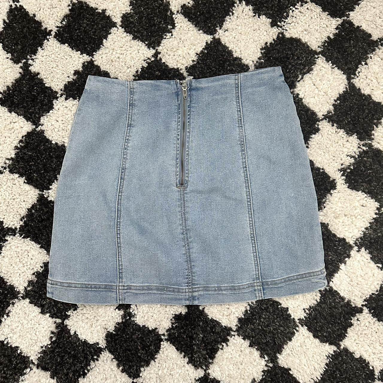 wild fable mini denim skirt, zipper in back, size 8 - Depop