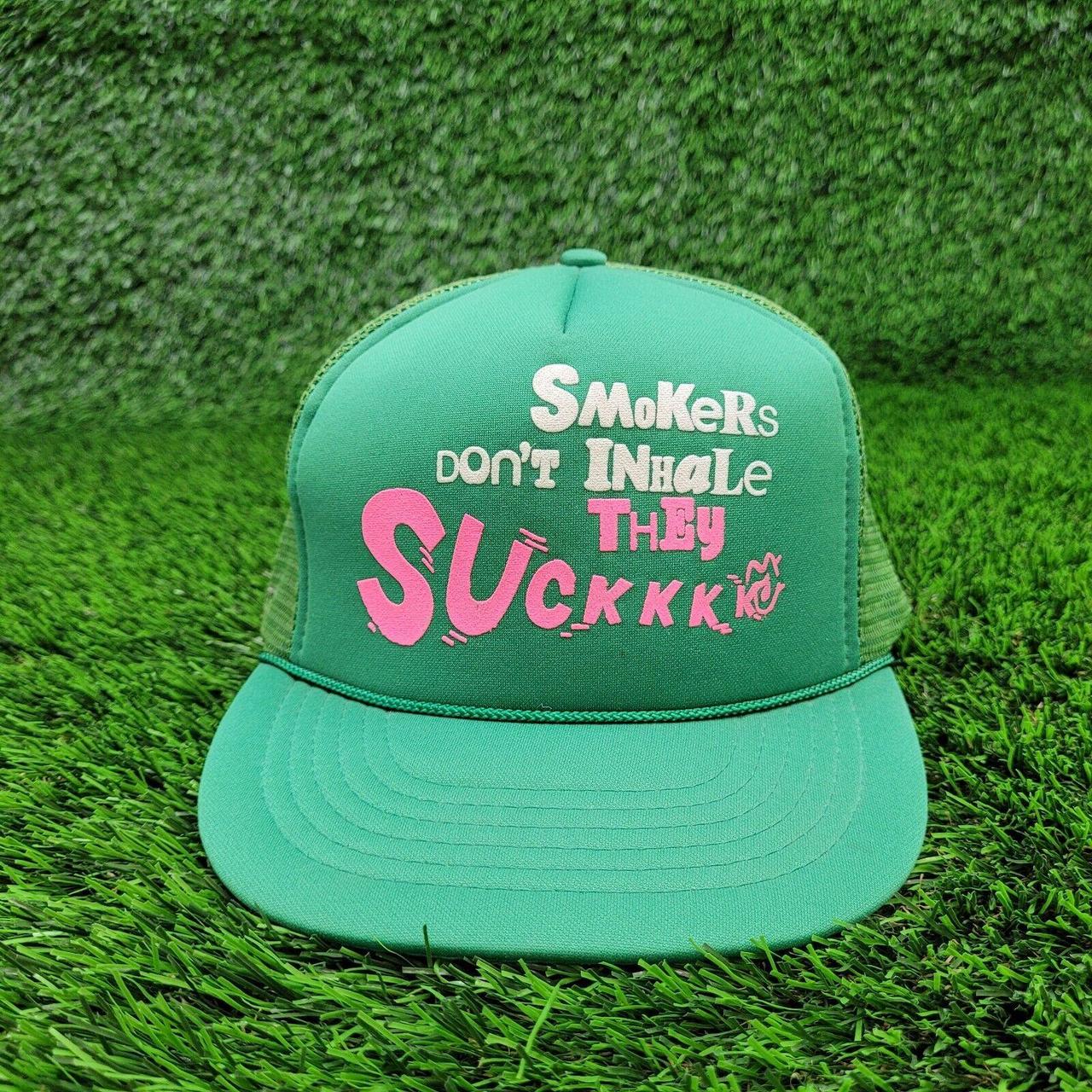 Vintage 90s Smokers 420 Smoking Trucker Hat One-Size... - Depop