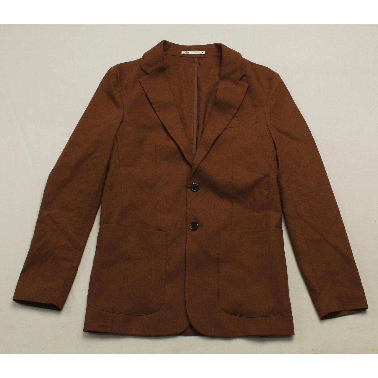 Zara Men's Linen Blend Straight Fit Notch Lapel... - Depop