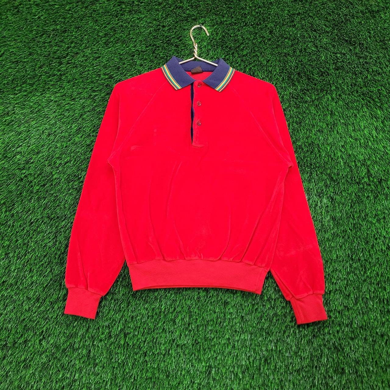 70s MOD Thane Terry Collared Raglan Sweater Mens... - Depop