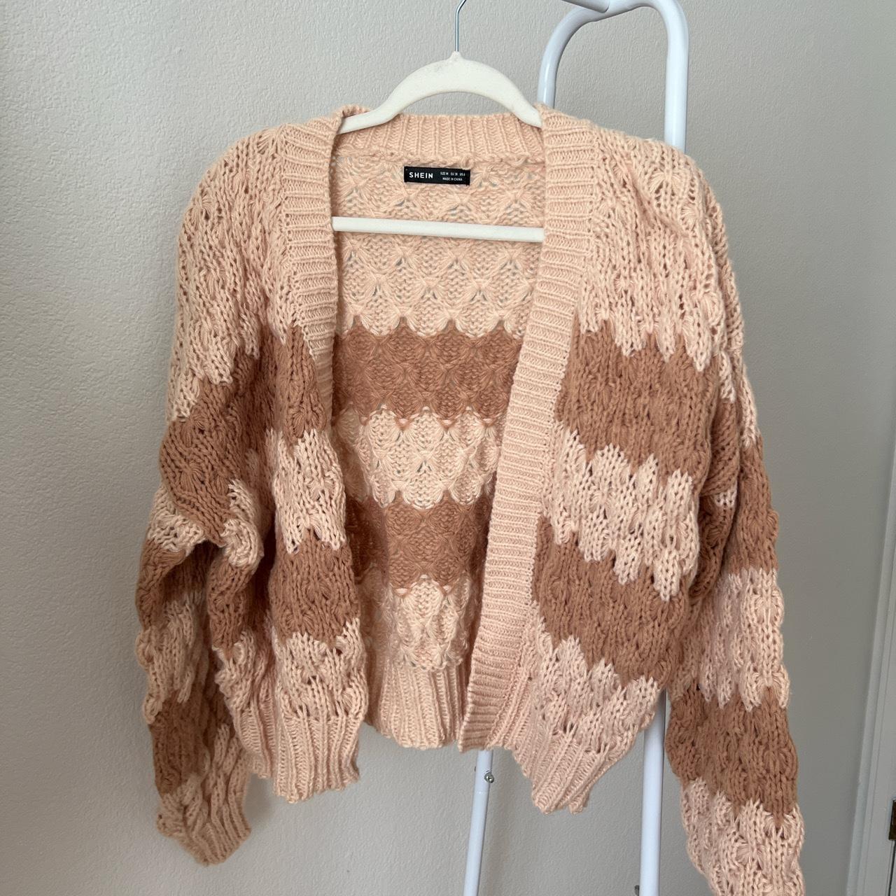 Shein brown crochet cardigan Perfect for fall... - Depop