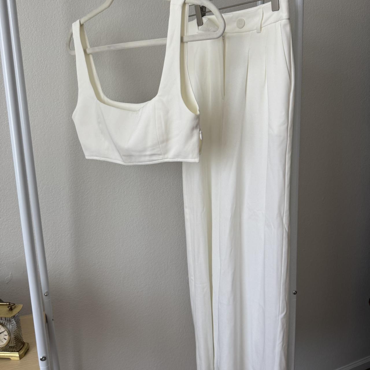White Princess Polly set - cropped top and wide leg... | Depop