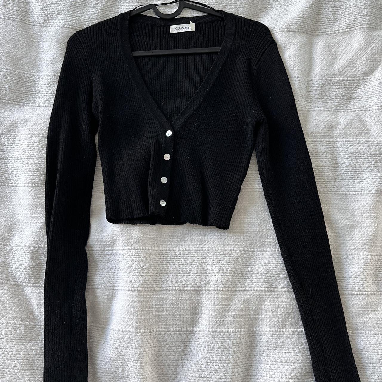 Glassons black cropped cardigan size S $30 Worn... | Depop