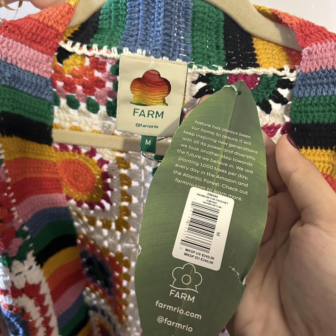 FARM RIO Rainbow Crochet Kimono Size: Medium,... - Depop