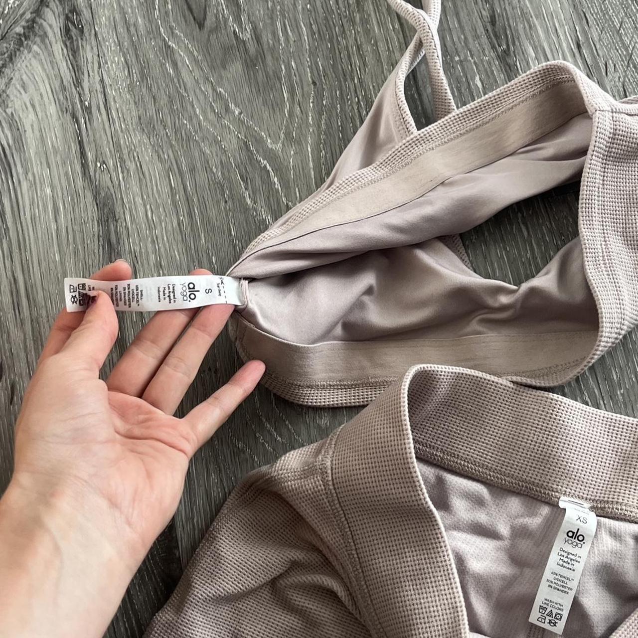 Alo yoga pink waffle set Top is small Shorts are... - Depop