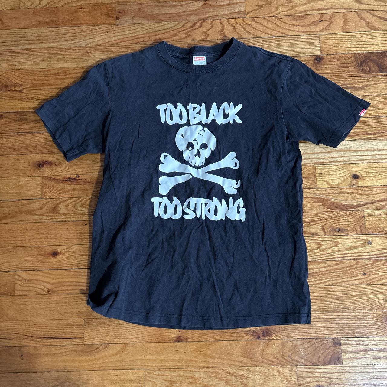 Supreme x WTAPS collab “too black too strong” tee... | Depop