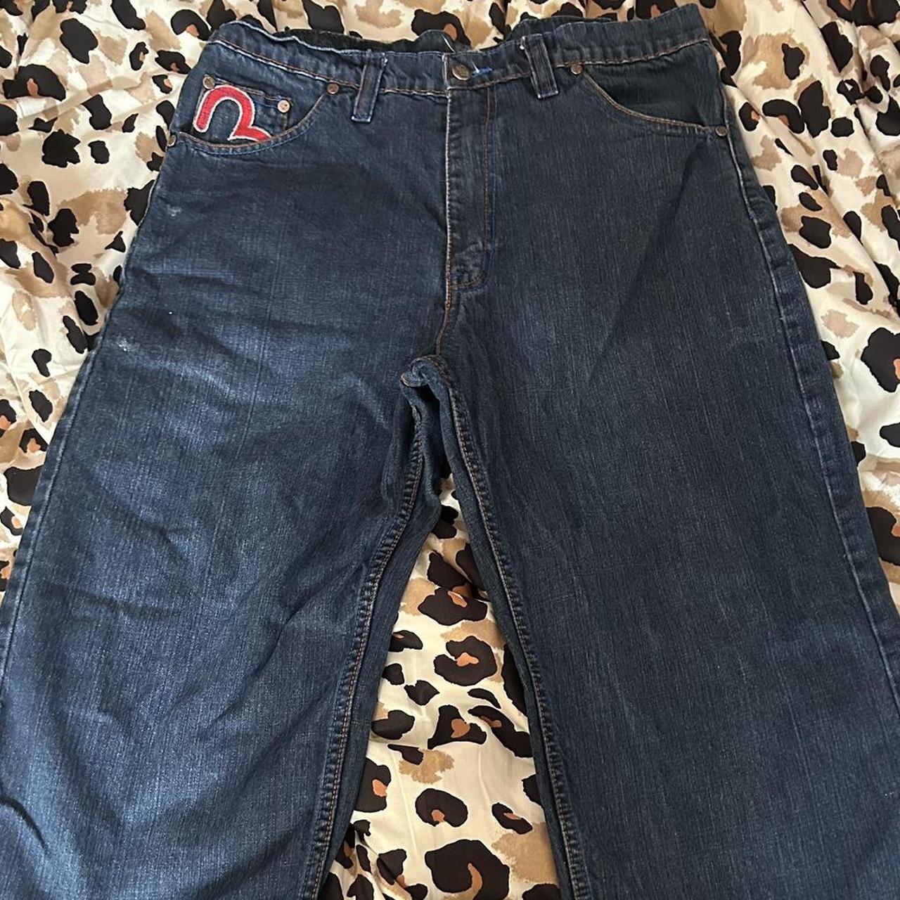 Evisu Pants with tiger design Size 36 Flaws end of... - Depop