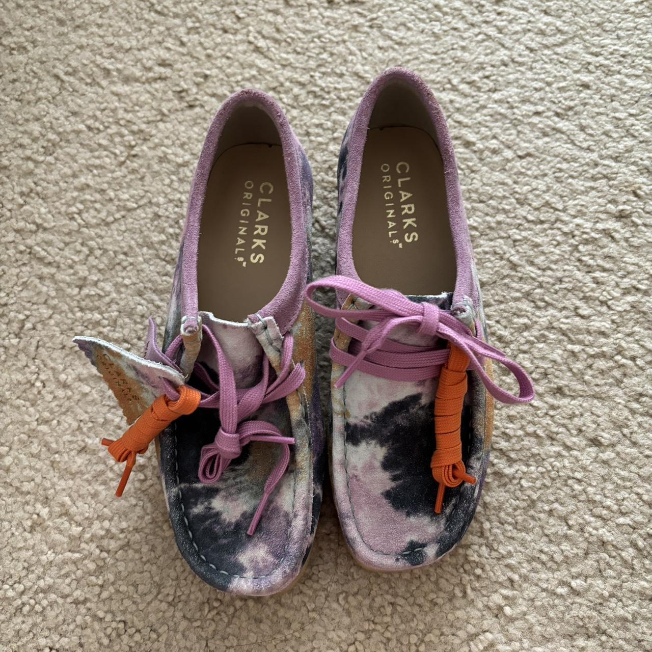 brand new clark wallabees multi tie dye -size 5.5... - Depop