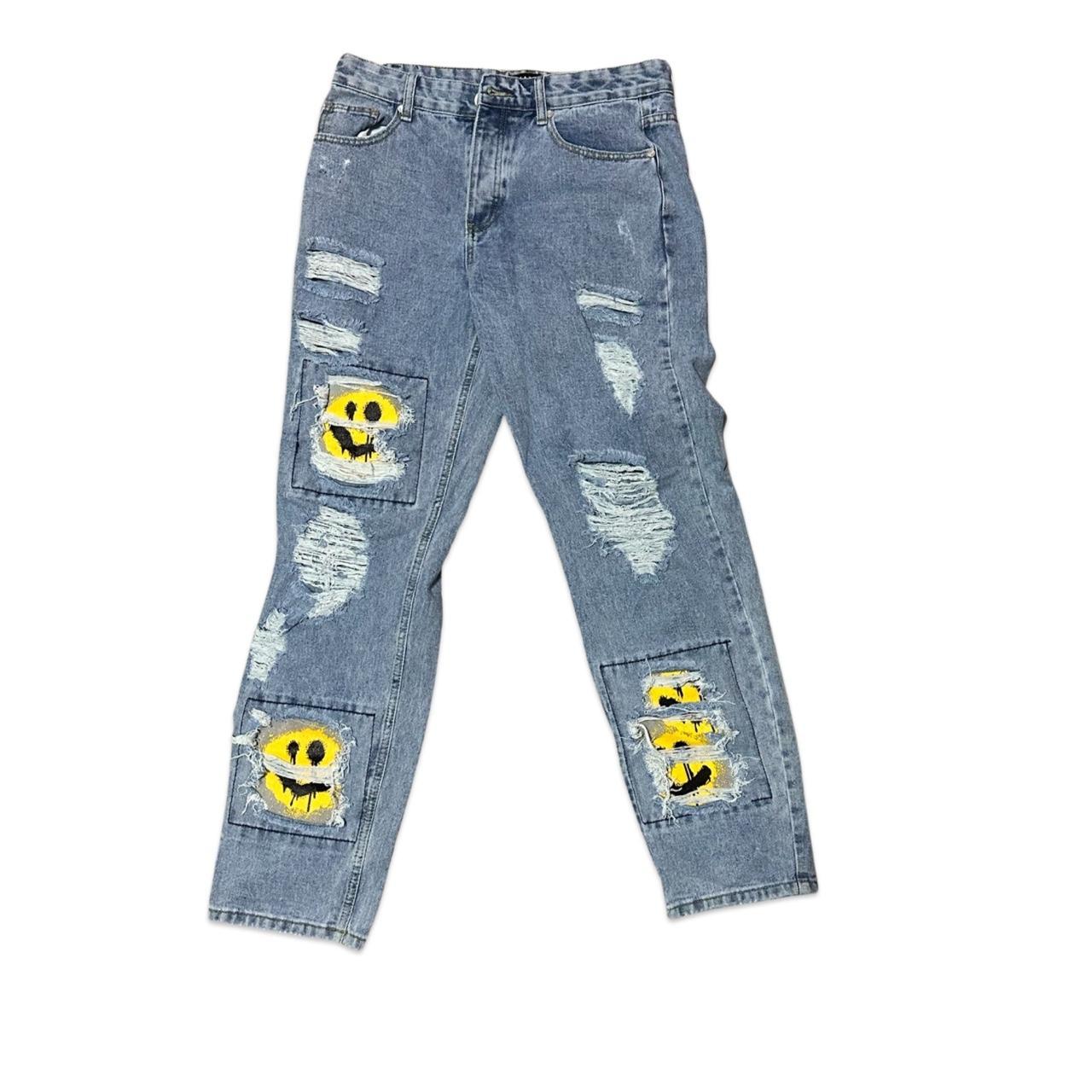 Pants #6 Ripped Smiley Jeans - 32w - Depop