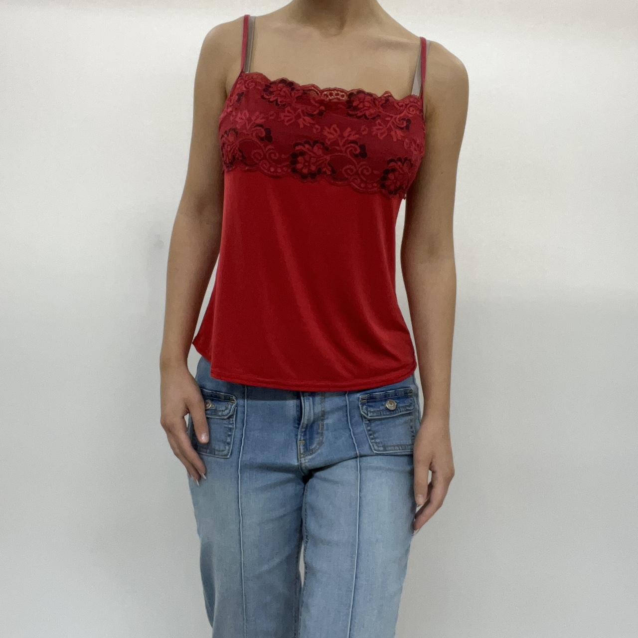 red lace cami top Brand: indulgence Condition:... - Depop