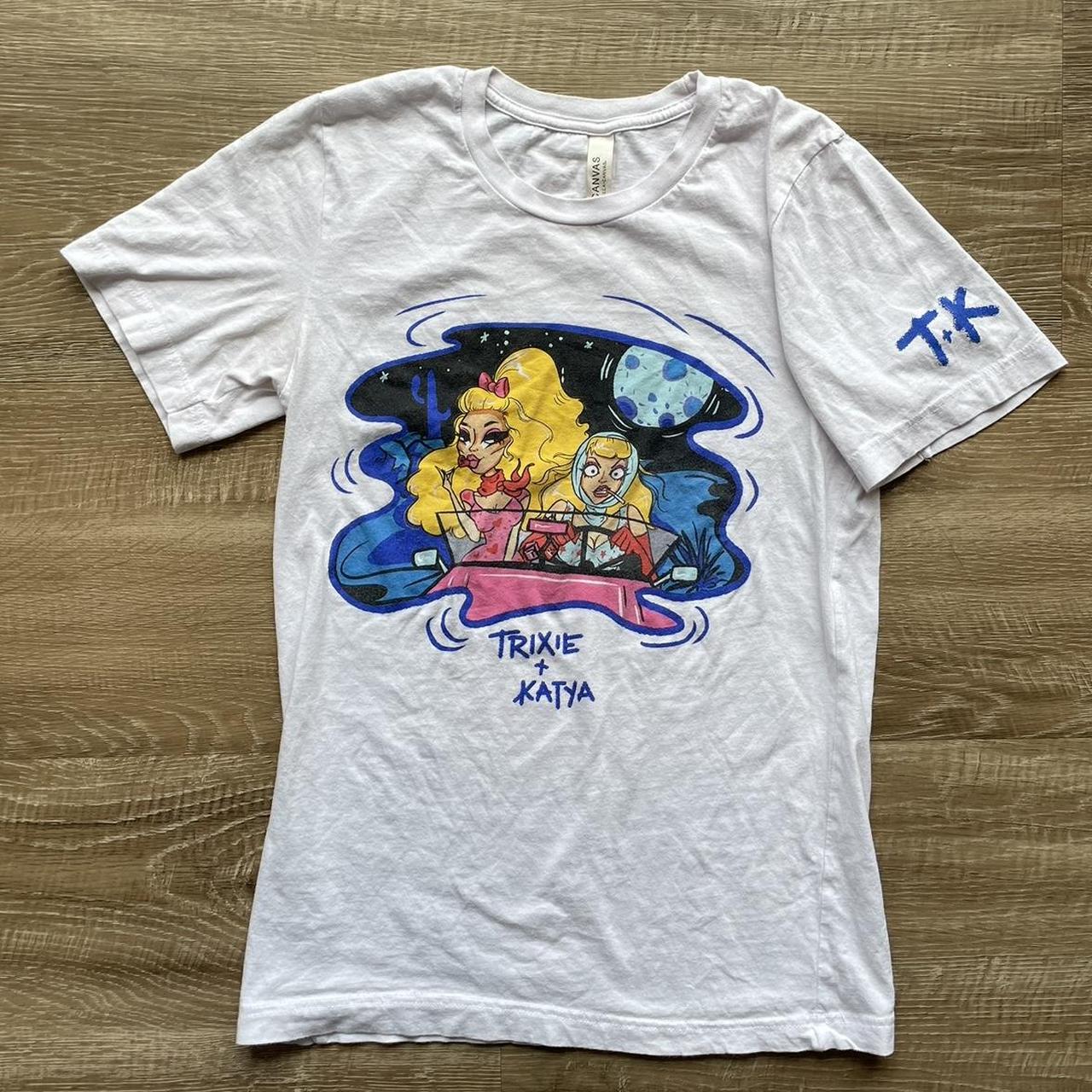 Trixie and Katya LIVE 2021 tour merch White and blue... - Depop