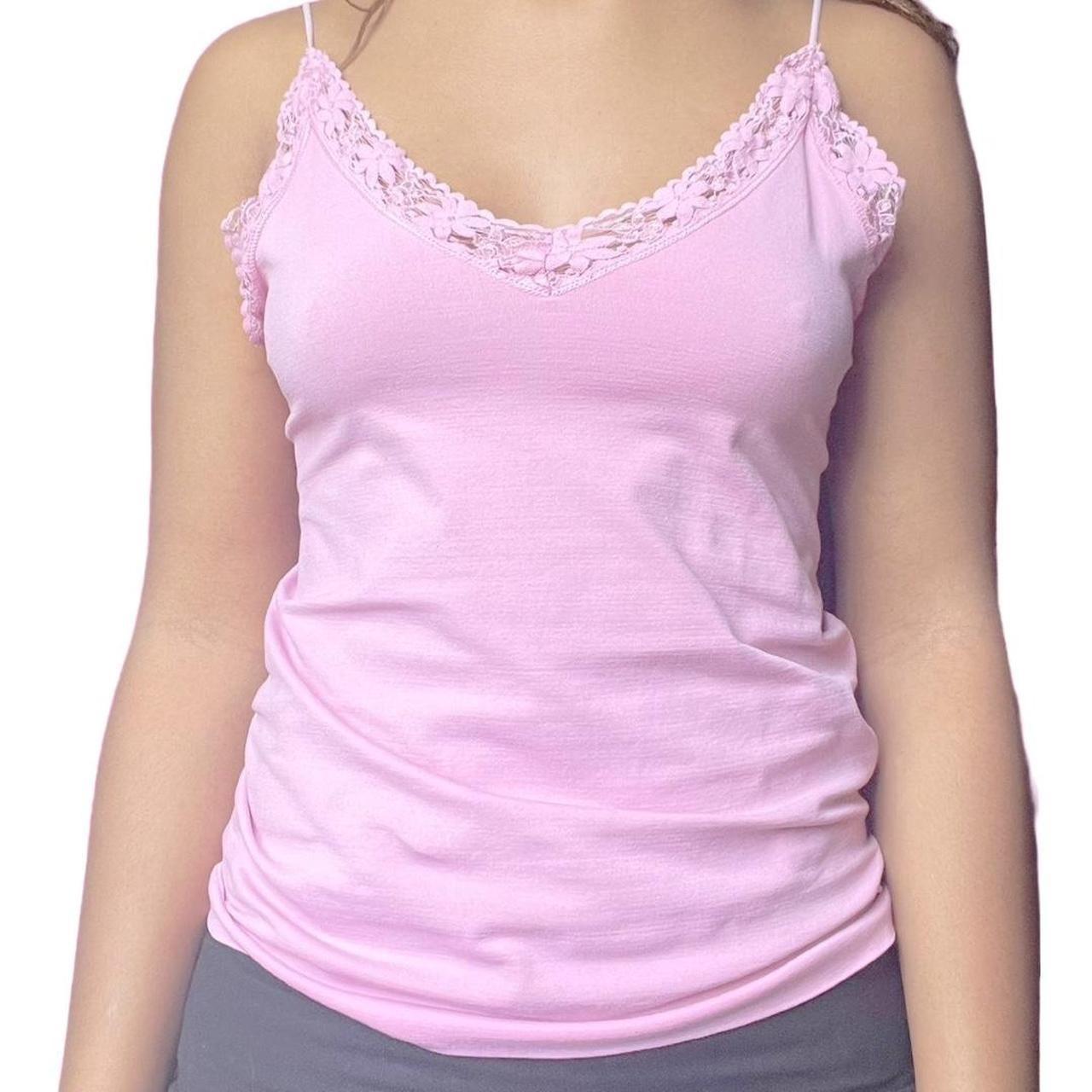 bubblegum pink lace camisole -in perfect... - Depop bubblegum pink lace camisole -in perfect... - Depop