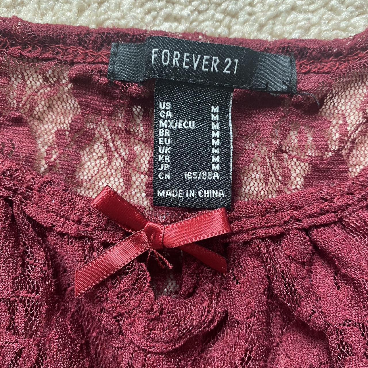 forever21 maroon sheer lace crop top. full sheer... - Depop