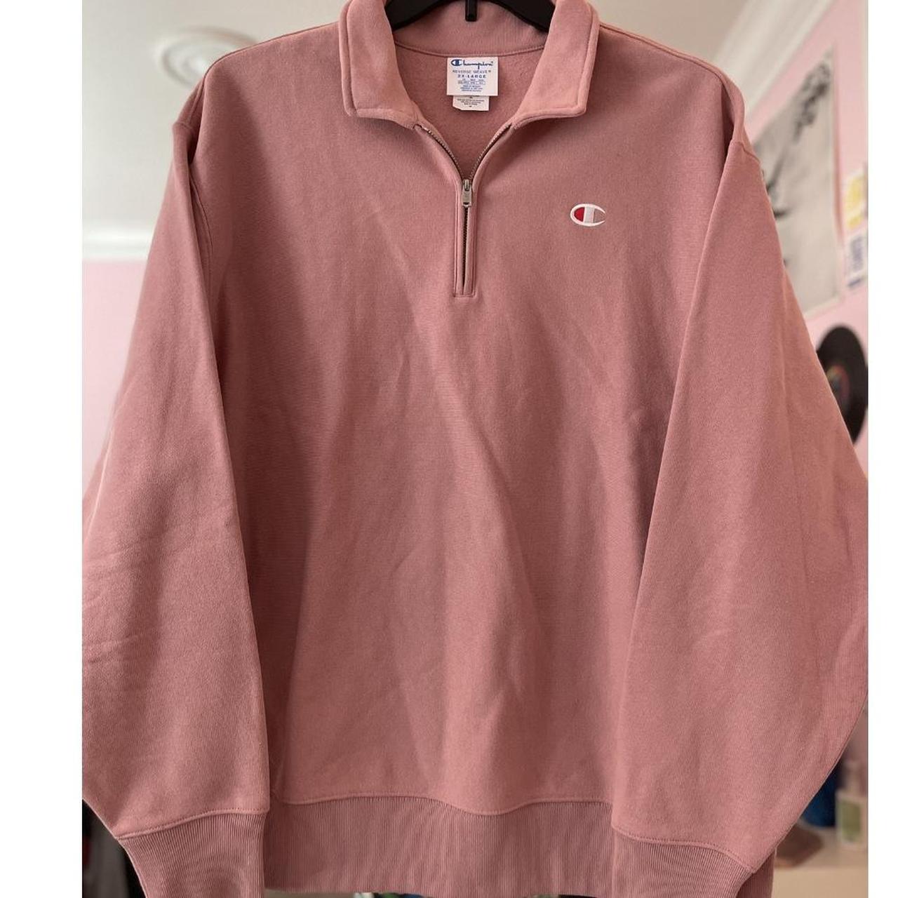 XXL Blush Pink Champion Quarter Zip Pullover - Depop