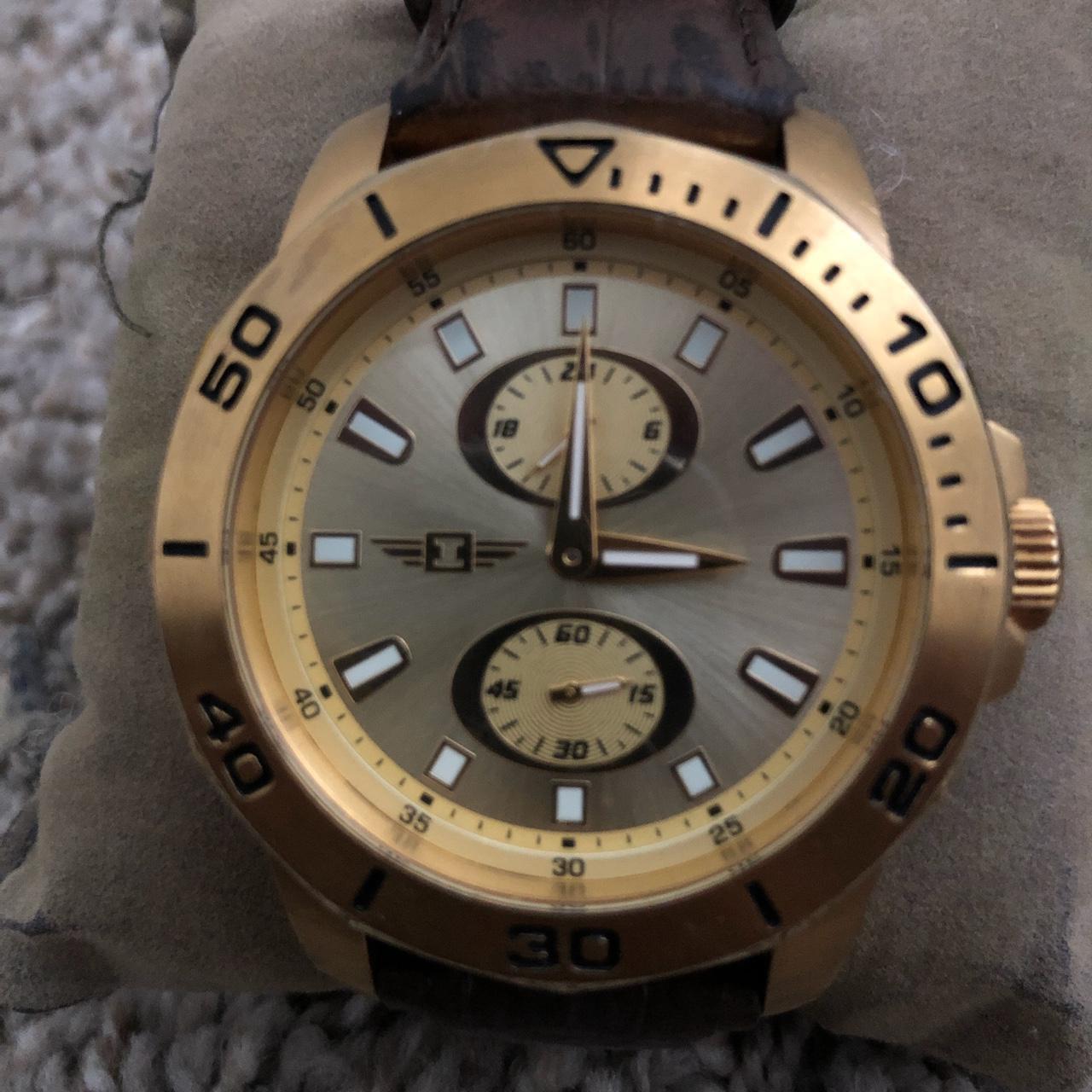 InVicta leather strap watch needs new batteries rose... - Depop