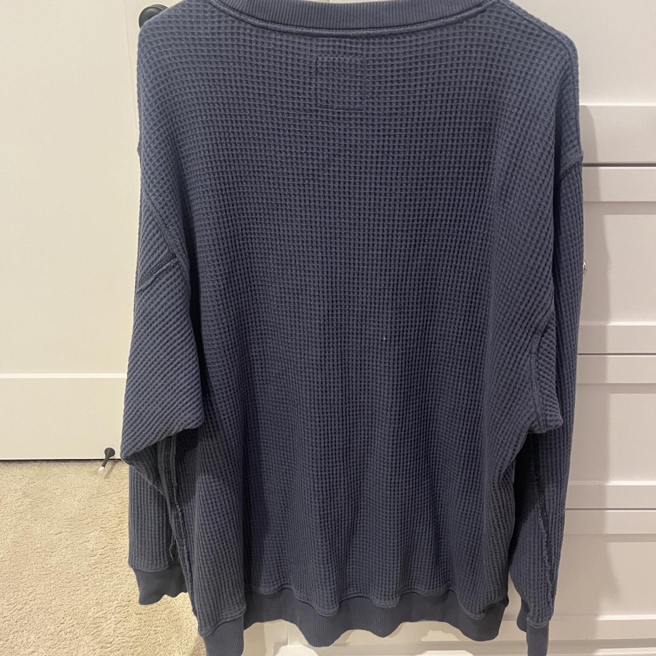 Navy Aerie waffle knit crewneck sweater #Aerie... | Depop