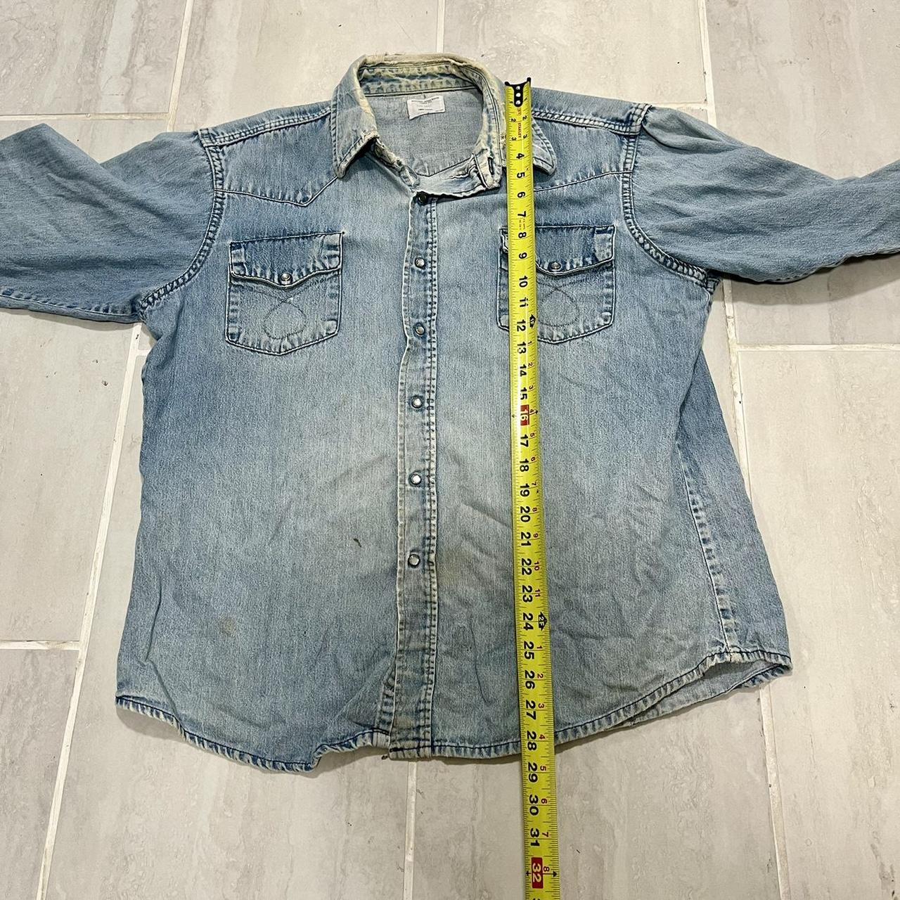 VTG 70s Big Mac Shirt XL Blue Denim Mens Pearl Snap... - Depop