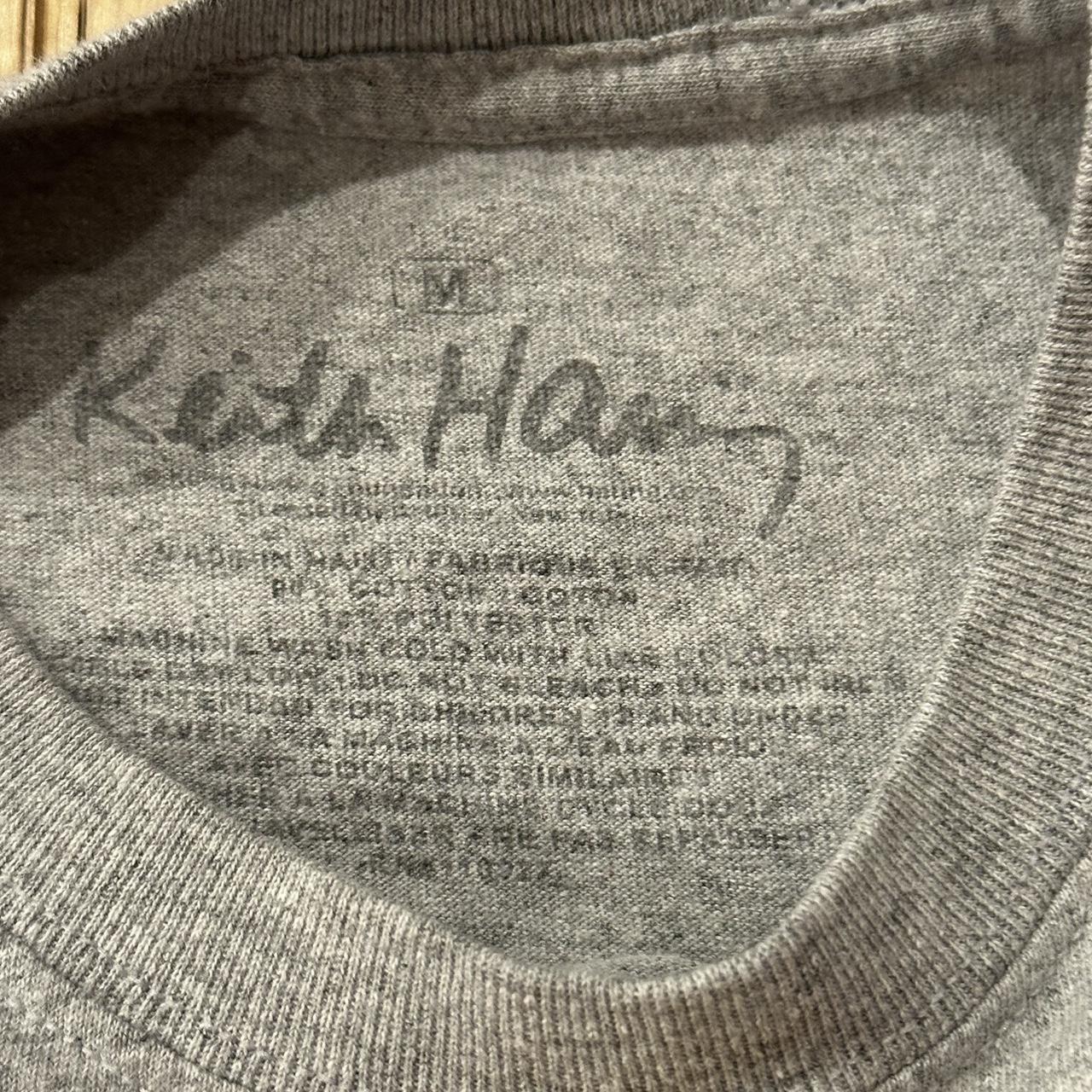 grey keith haring graphic t shirt ~slightly faded... - Depop