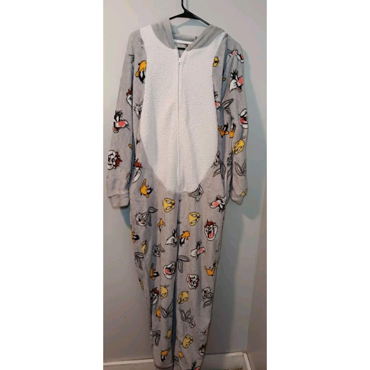 Looney Tunes Bugs Bunny One Piece Pajamas Size Large... - Depop