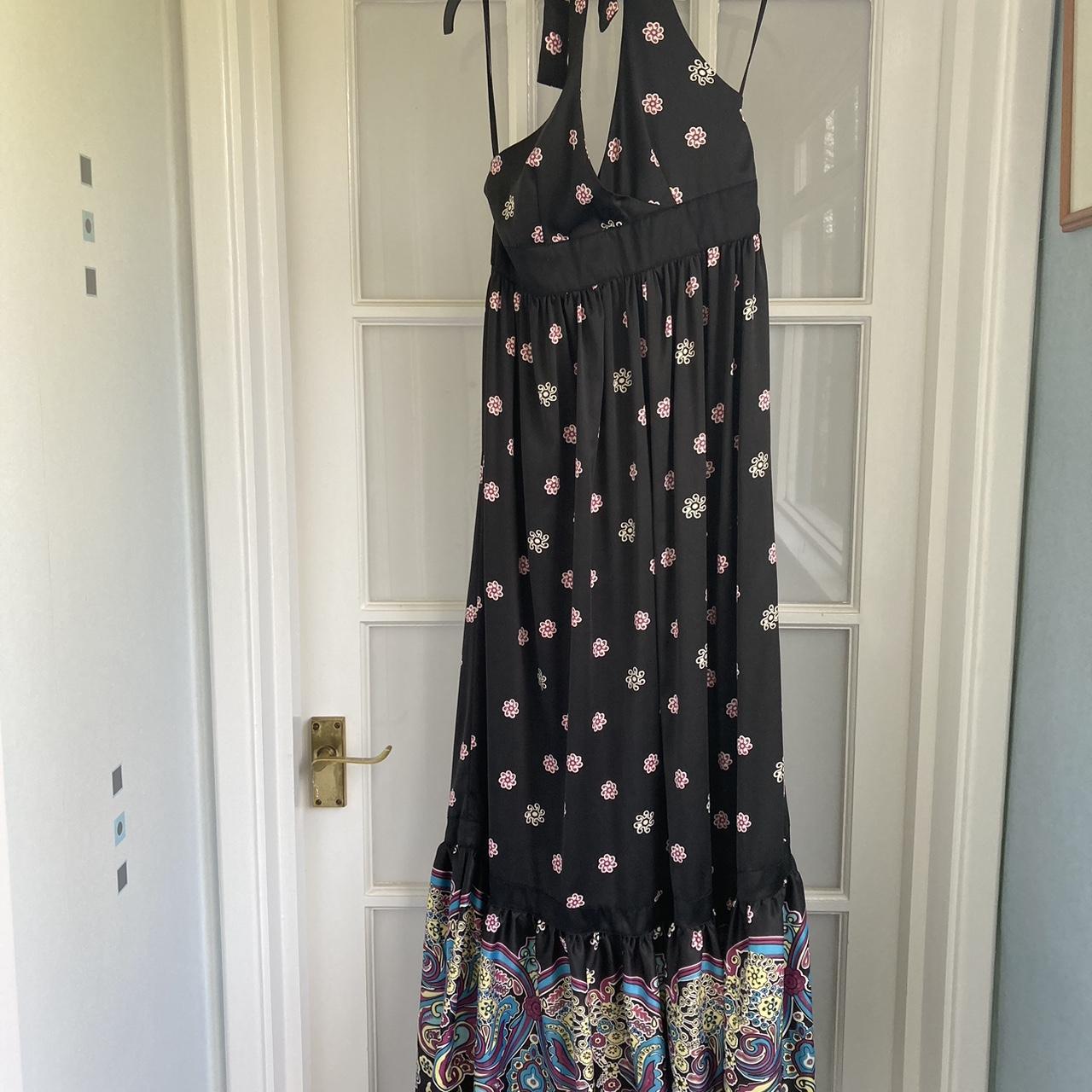Monsoon black maxi dress halter-neck size 12... - Depop
