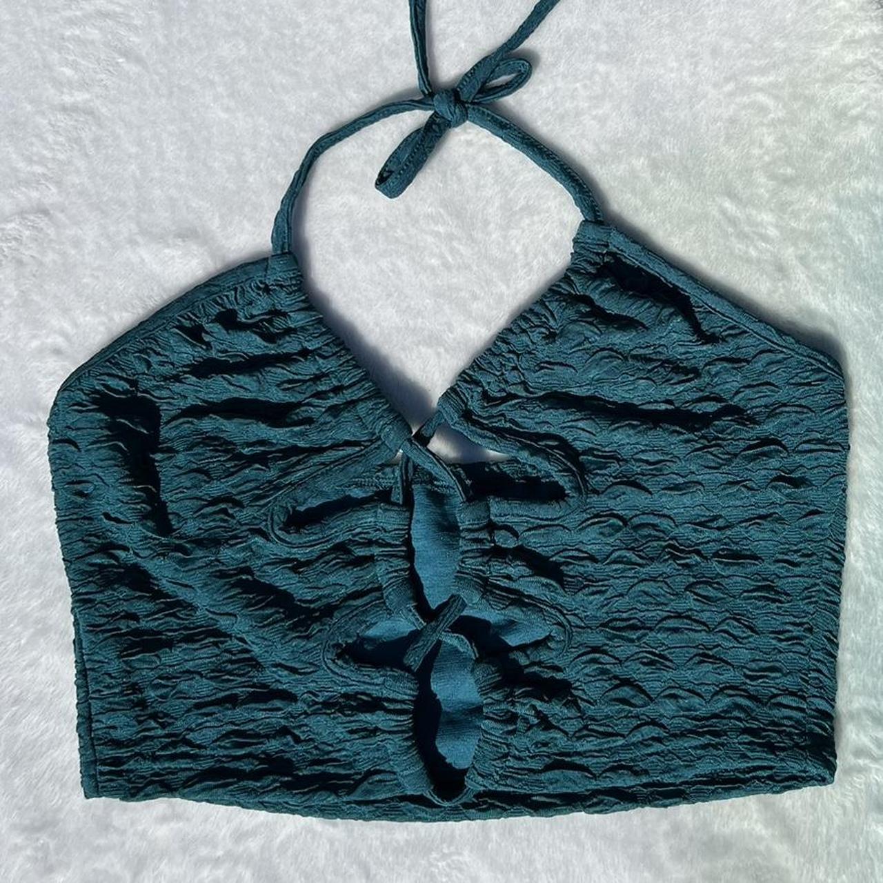 Teal Crop top SIZE: SMALL , halter top style... - Depop
