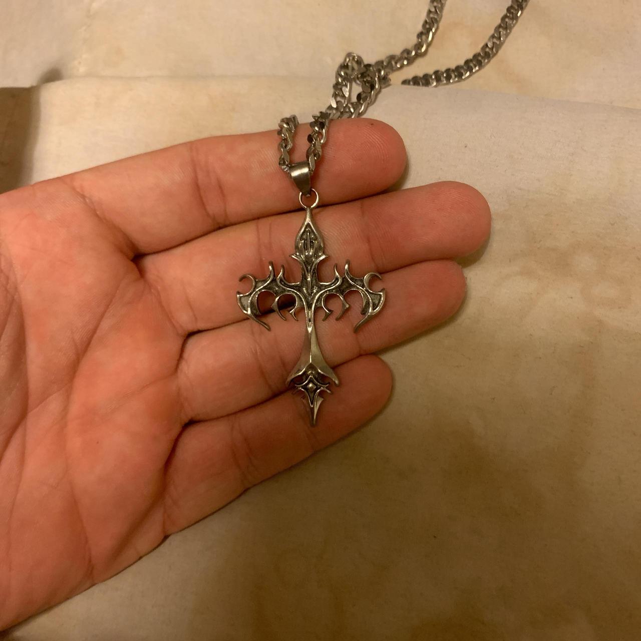 gothic y2k cross chain - Depop